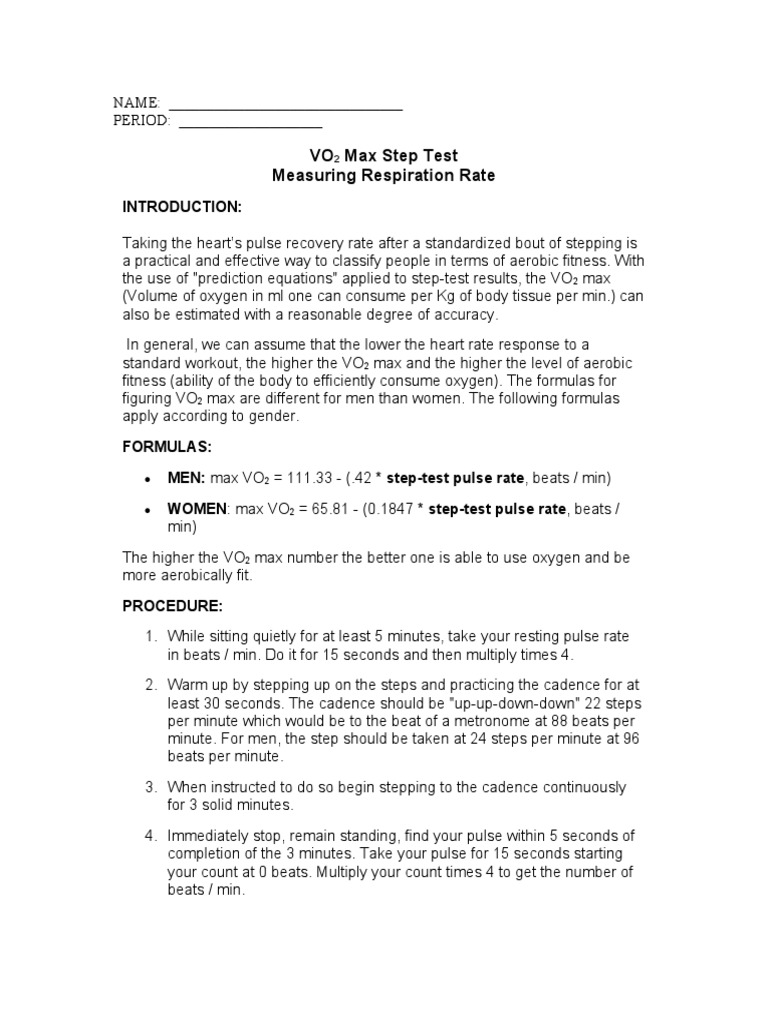 CADEYN MITCHELL - VO2 Max Lab | PDF | Physiology | Clinical Medicine