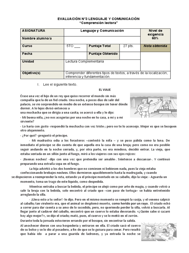 Evaluación N°3 Comprensión Lectora Habilidades Localizar e Inferir 6tos | PDF