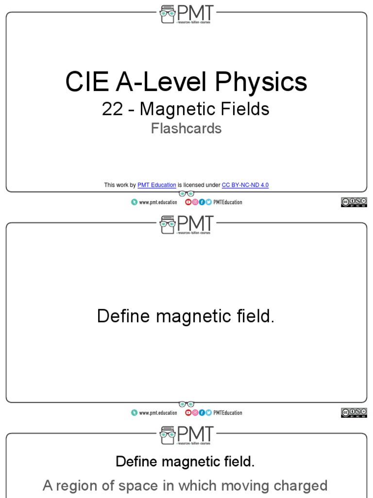 Flashcards - 22 Magnetic Fields - CIE A-Level Physics | PDF