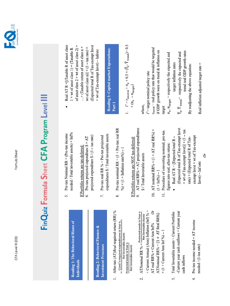 CFA L3 cheat sheet | PDF