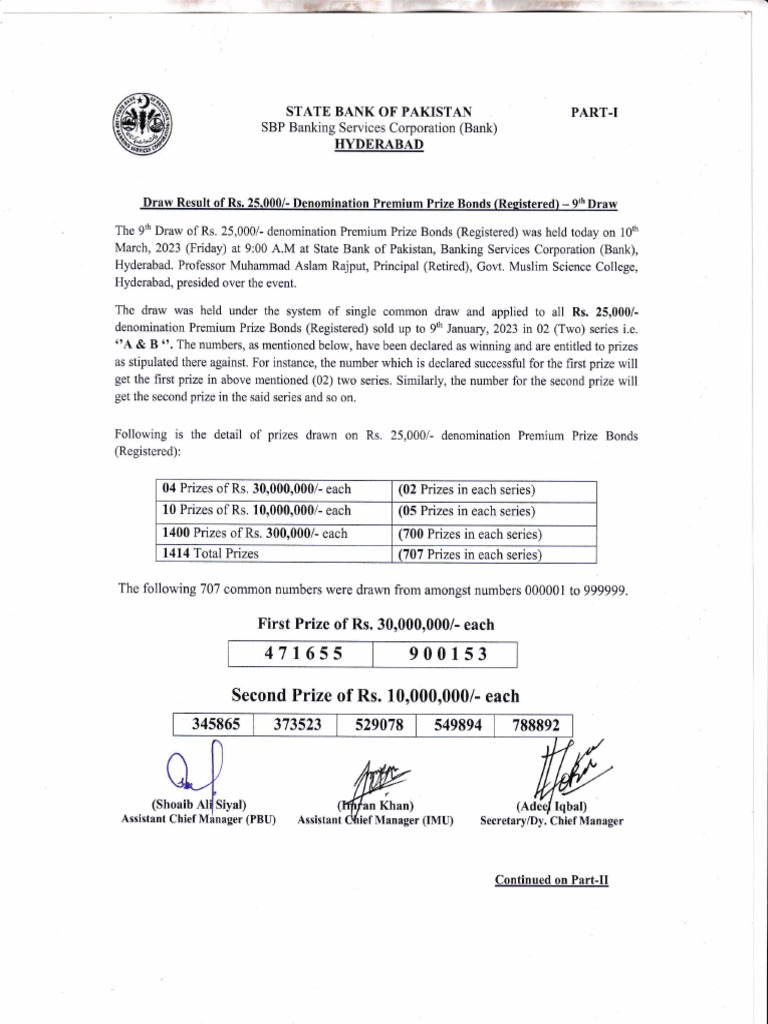 9th Draw - Rs. 25,000 - PPB (R) - 1st-2nd Pages | PDF | Pakistan | Government Of Pakistan