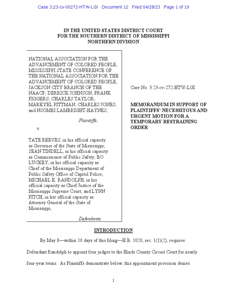 NAACP Seeks Temporary Injunction | PDF