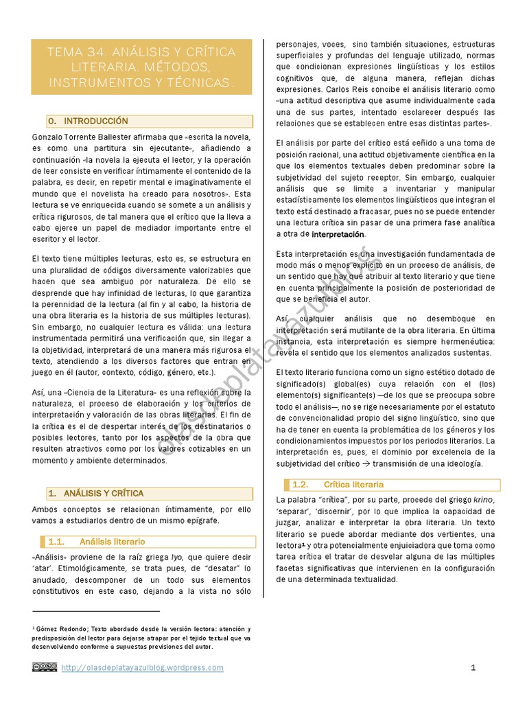 Tema 34 Blog | PDF | Crítica literaria | Autor