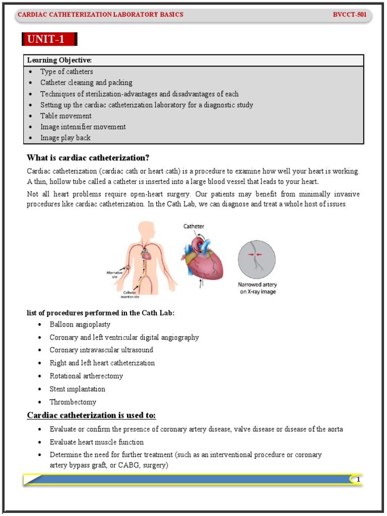 BVCCT-501 Cardiac Catheterization Laboratory Basics | PDF | Clinical Medicine | Heart