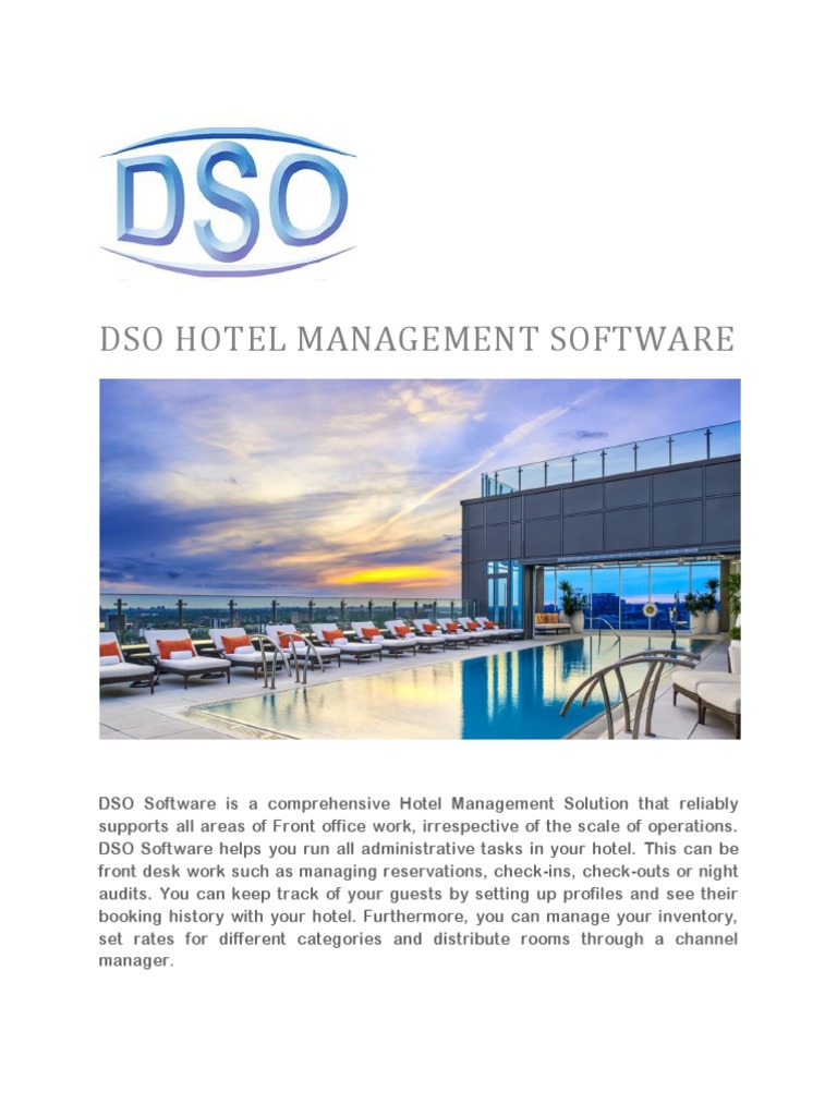 DSO Hotel Management Software Overview | PDF | Point Of Sale | Service ...