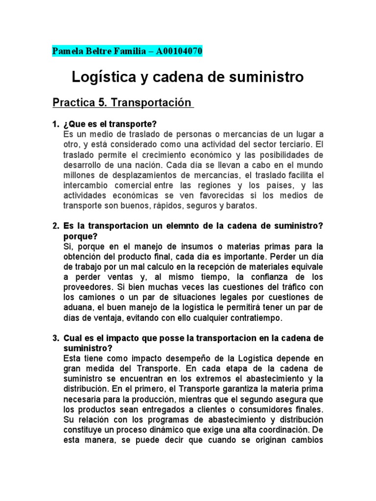 Practica 5 LCS | PDF | Logística | Transporte