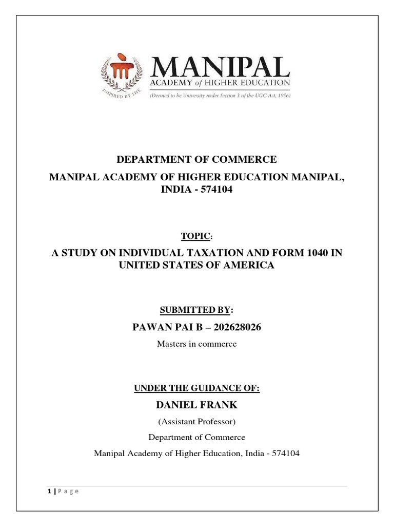 Department of Commerce Manipal Academy of Higher Education Manipal ...