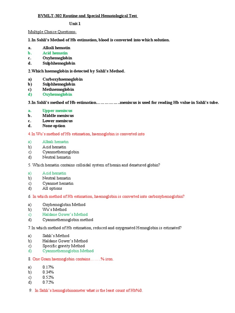 BVMLT-302 Routine and Special Hematological Test | PDF | Anemia | Bone ...