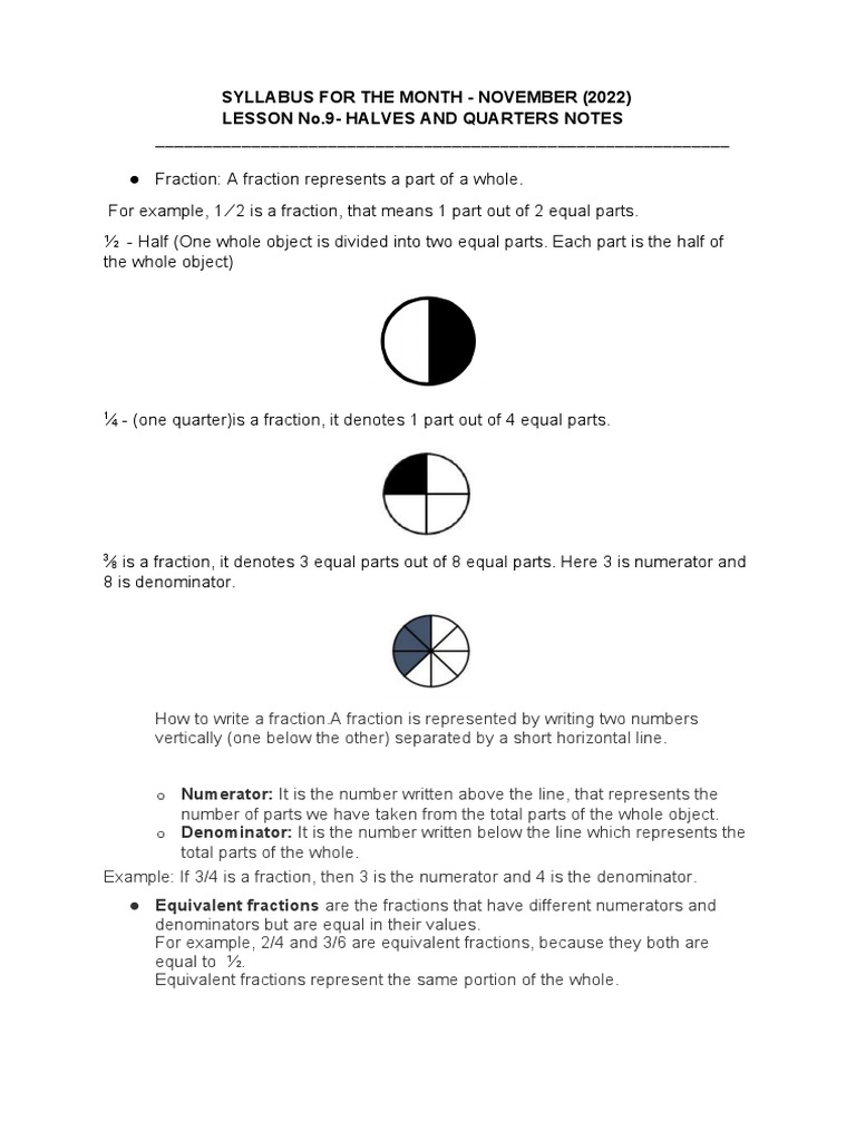 Understanding Halves and Quarters | PDF