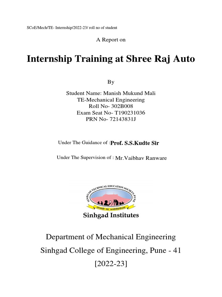 Internship Project Report Format 3 | PDF | Motor Oil | Machines