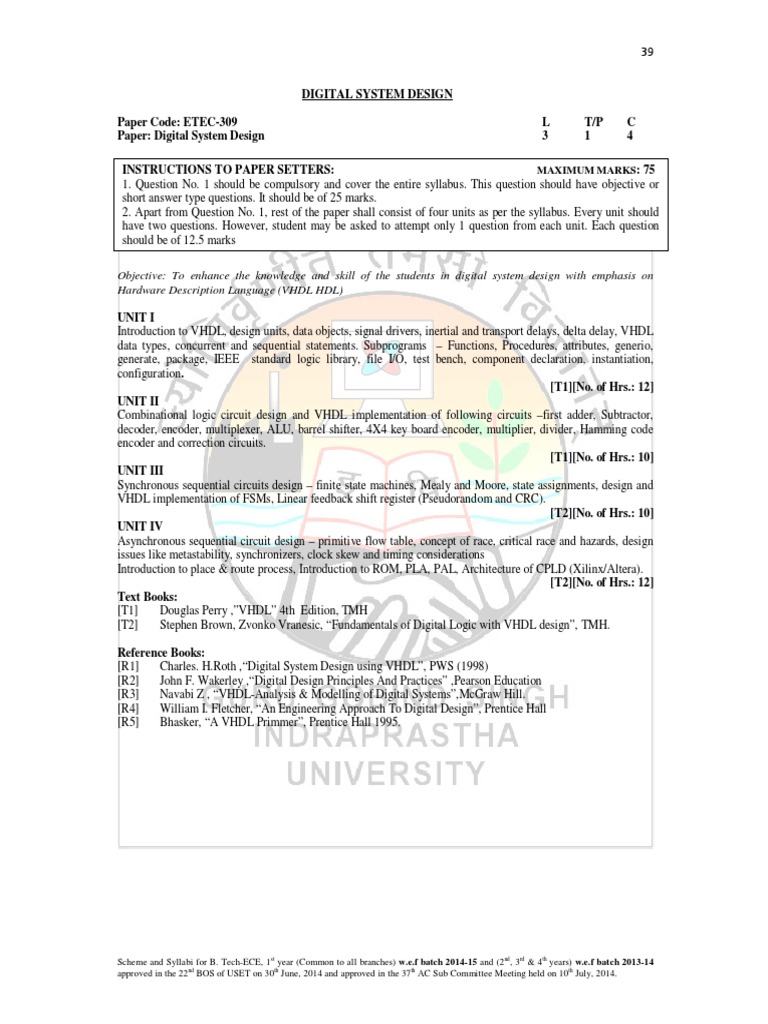DSD Syllabus | PDF | Vhdl | Hardware Description Language