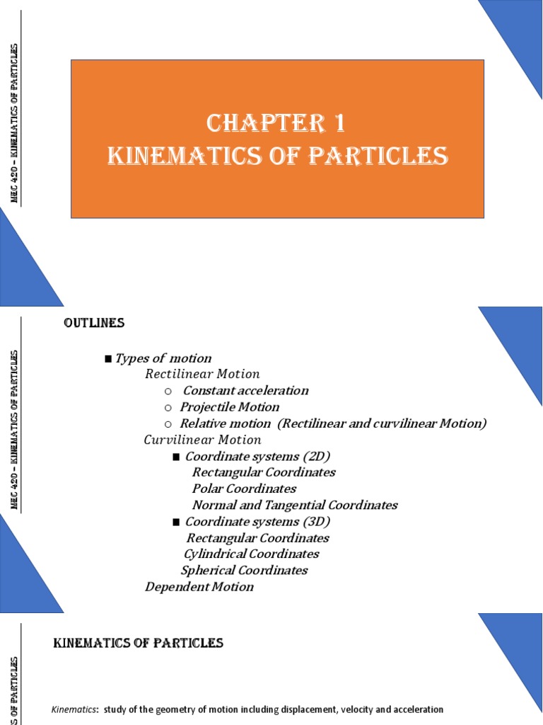 CHAPTER 1 KINEMATIS OF PARTICLES - PDF | PDF | Kinematics | Acceleration