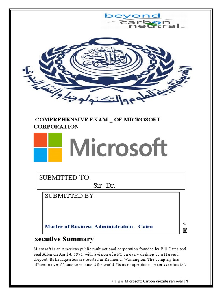 Mba Comprehensive MSFT | PDF | Microsoft | Carbon Footprint