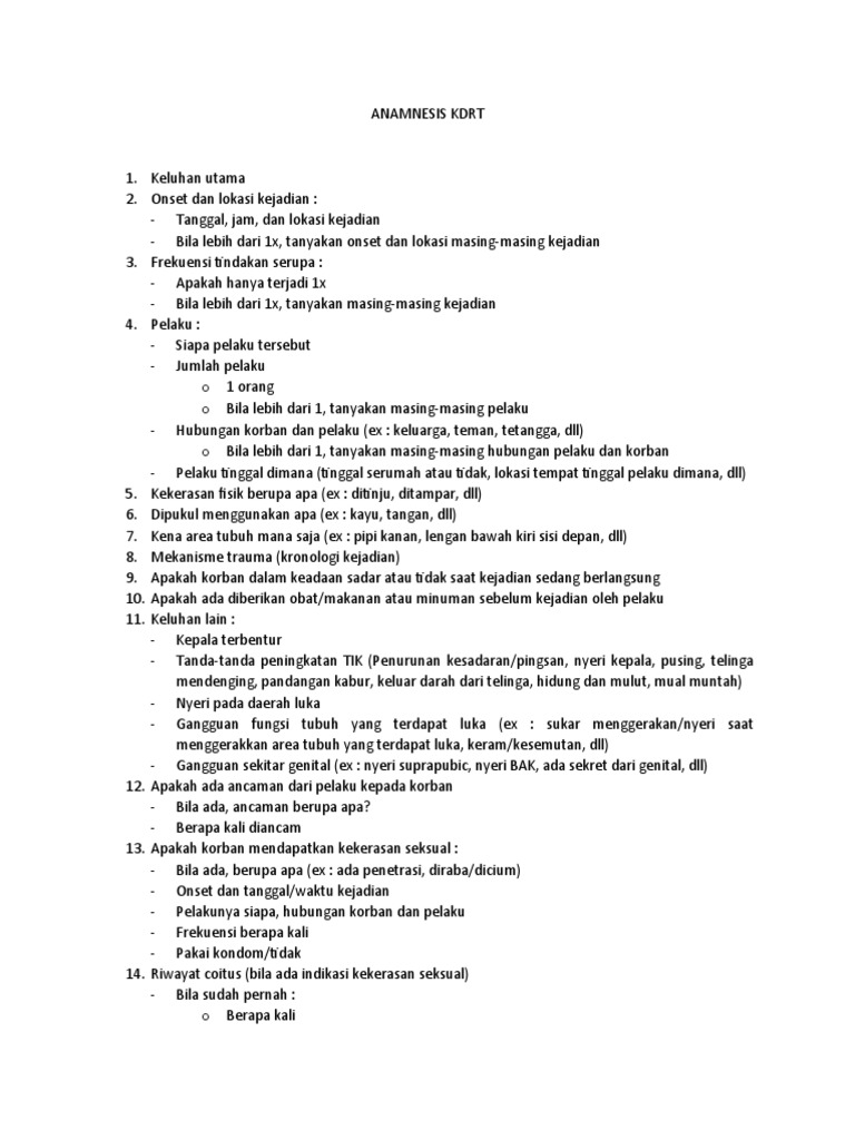 Anamnesis KDRT | PDF