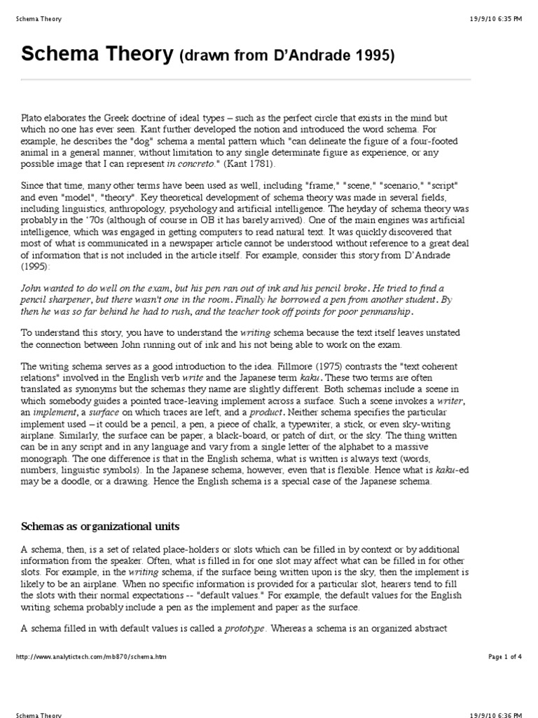 Schema Theory | PDF | Conceptual Model | Schema (Psychology)