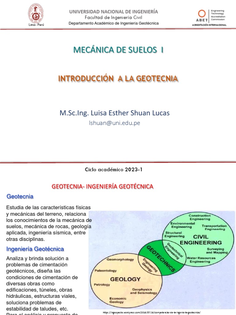 1-0 - Introducción A La Geotecnia 2023-1 | PDF