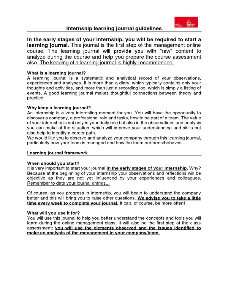 Internship Journal Guidelines | Download Free PDF | Learning | Internship