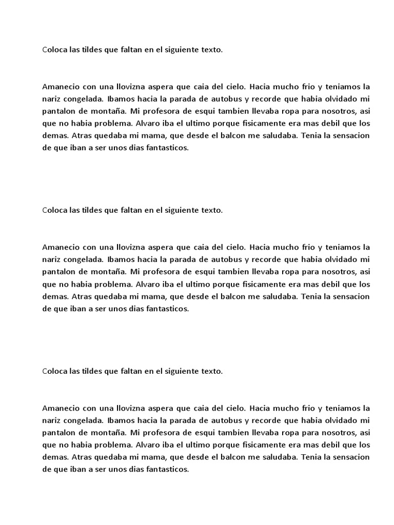Coloca Las Tildes Que Faltan en El Siguiente Texto | PDF