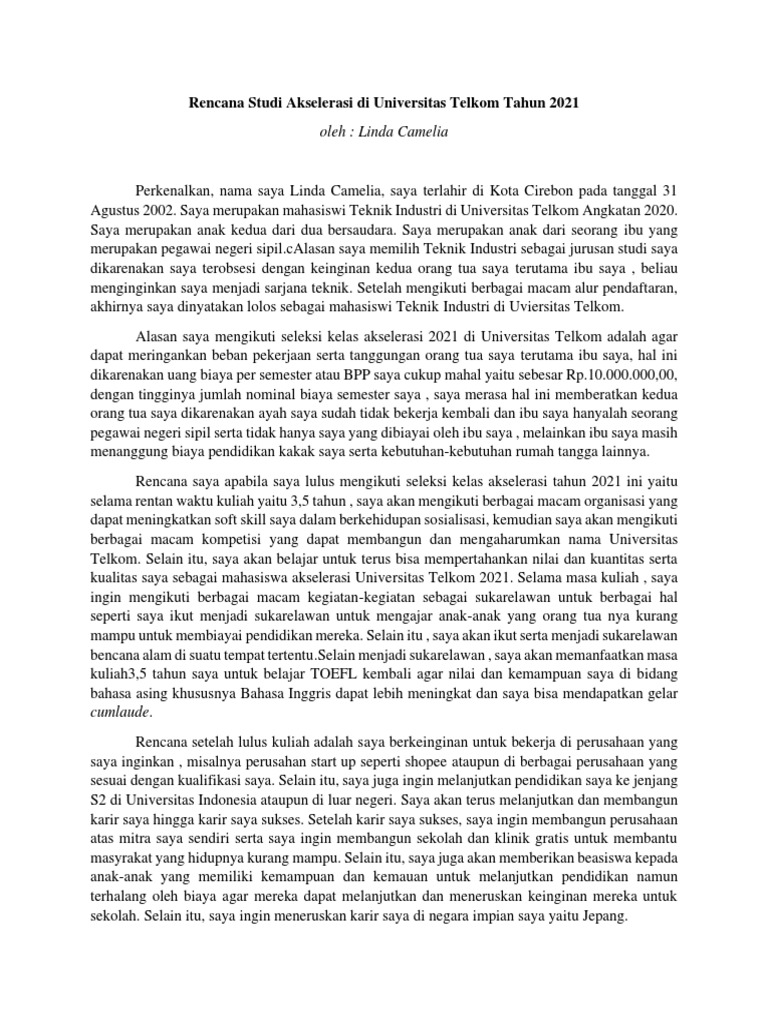 Esai Rencana Studi Akselerasi | PDF