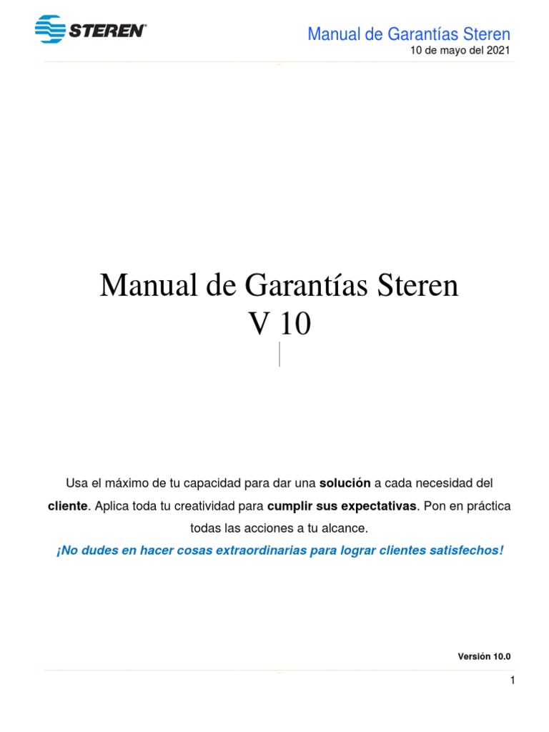Manual de Garantías Steren | PDF | Cliente | Diodo emisor de luz