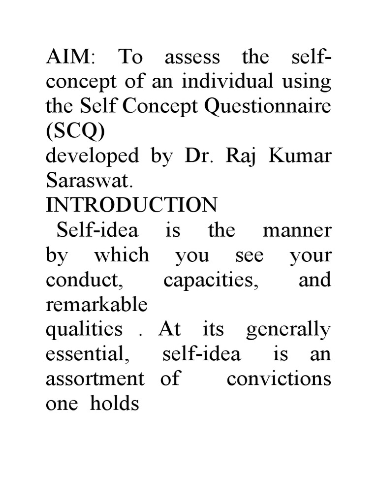 Self-Concept Questionnaire Overview | PDF | Self Concept | Psychology