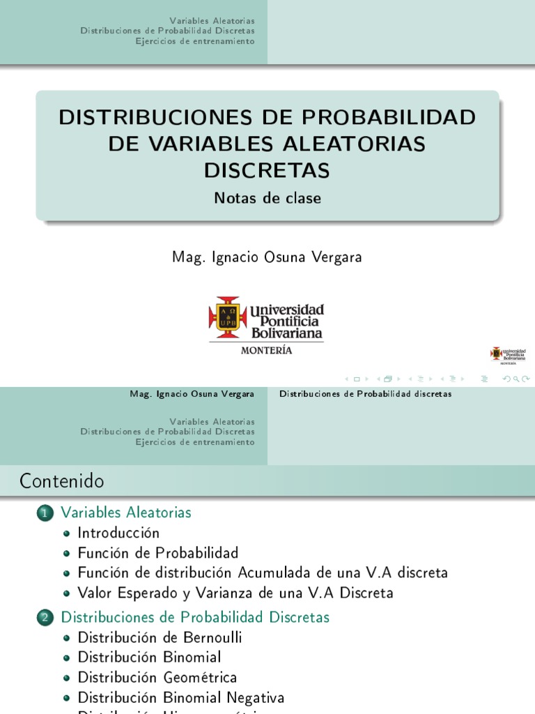 Distribuciones de Probabilidad de Variables Aleatorias Discretas | PDF
