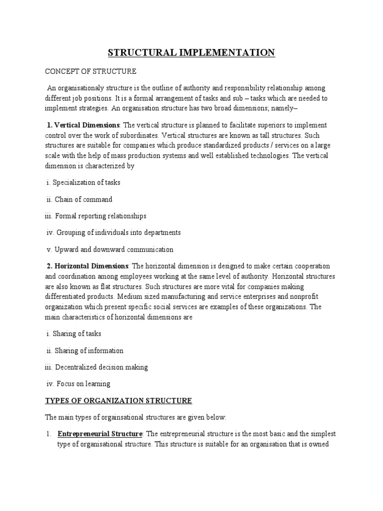 Structural Implementation | PDF | Leadership | Organizational Structure