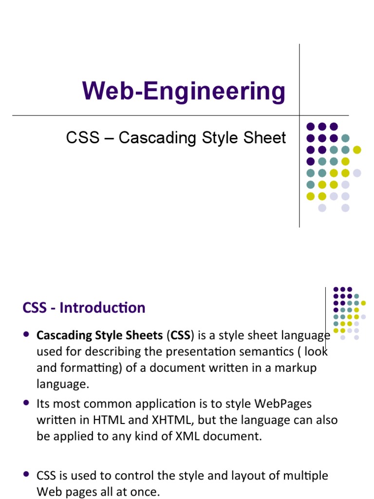 Web Engineering Css Cascading Style Sheet Pdf Html Html Element
