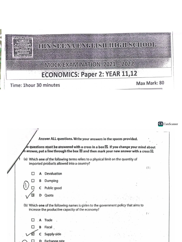 Economics - Mocks - Paper 2 | PDF
