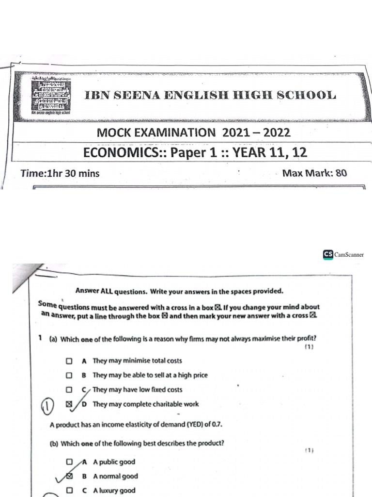 Economics Mocks Paper 1 Pdf