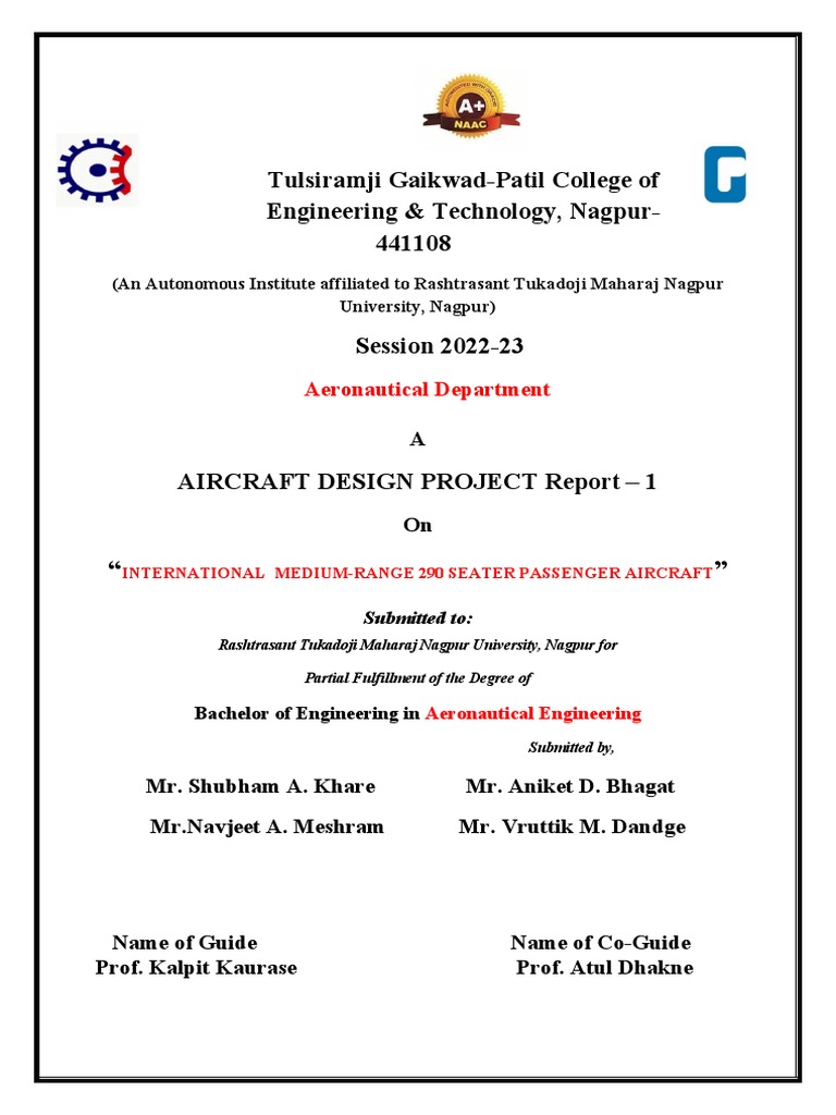 AIRCRAFT DESIGN PROJECT Final Report | PDF | Airfoil | Aircraft