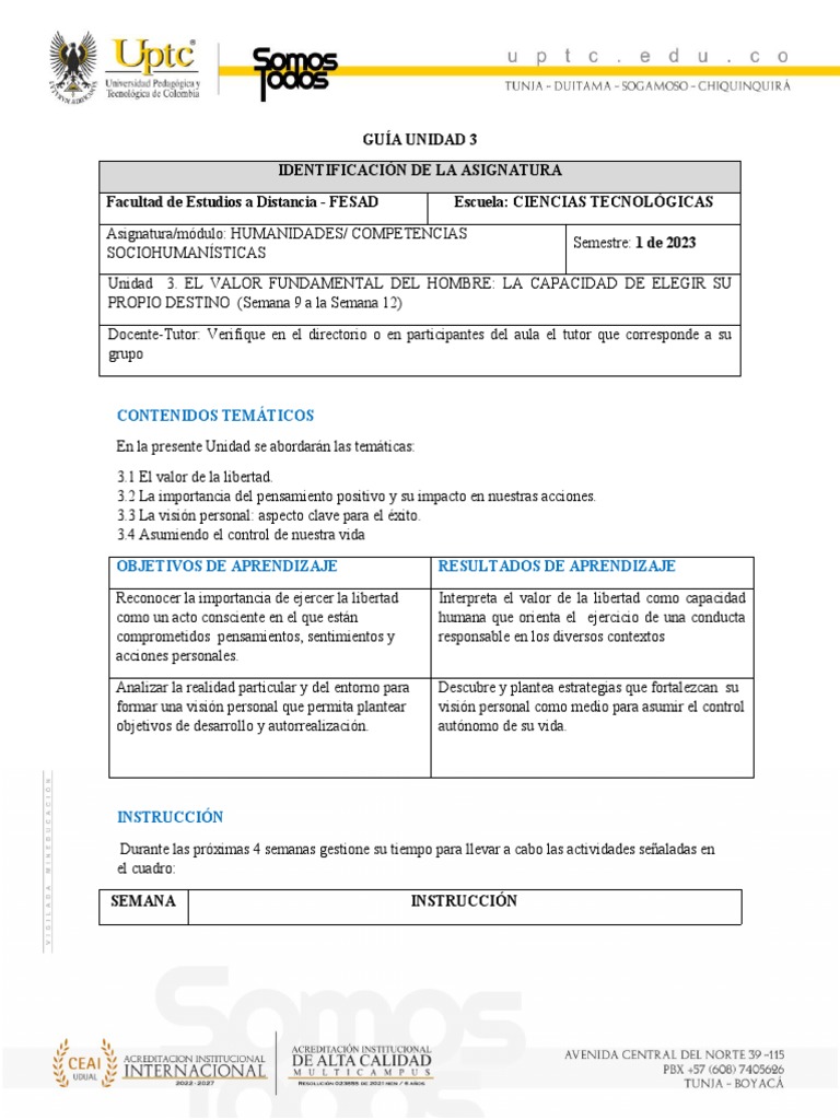 Guía Unidad 3 Identificación de La Asignatura Facultad de Estudios A Distancia - FESAD Escuela ...