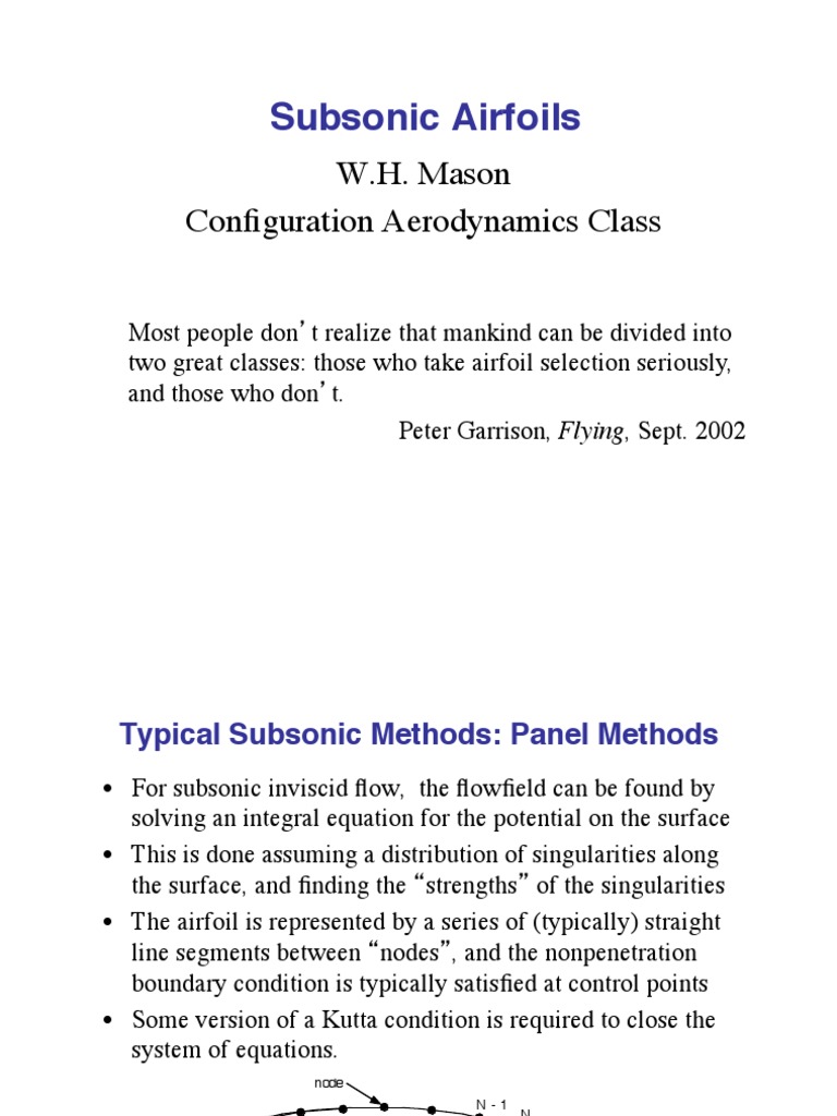 Subsonic Airfoils: W.H. Mason Configuration Aerodynamics Class | PDF ...