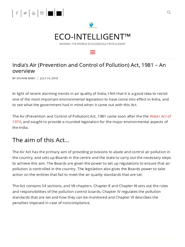 India's Air (Prevention and Control of Pollution) Act, 1981 - An ...