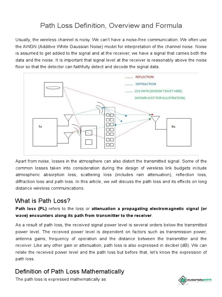 Path Loss Definition Overview and Formula | PDF | Attenuation | Radio