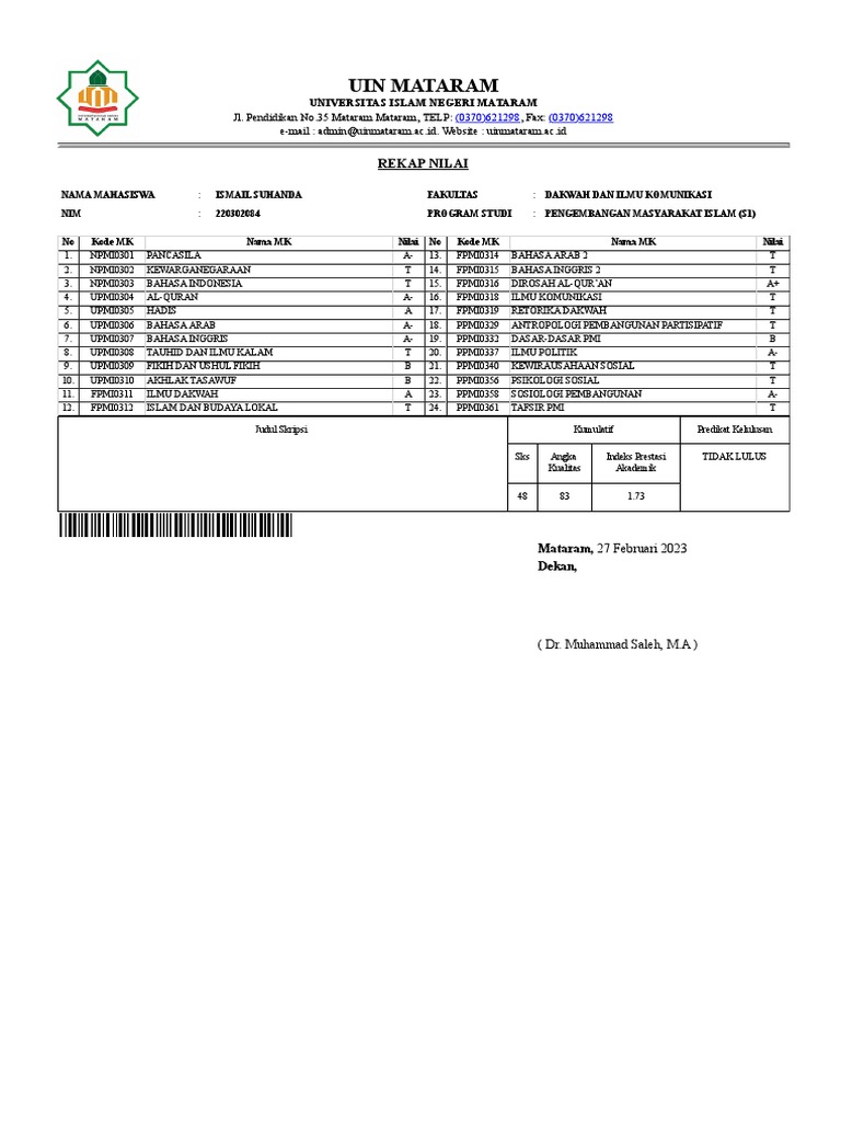 Print Transkrip | PDF
