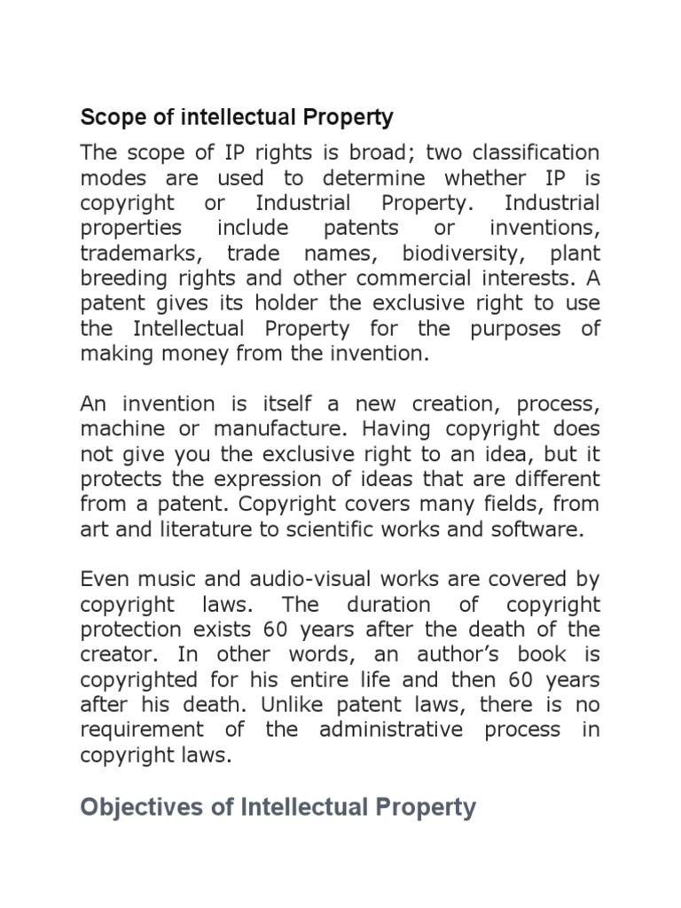 Scope of Intellectual Property | PDF