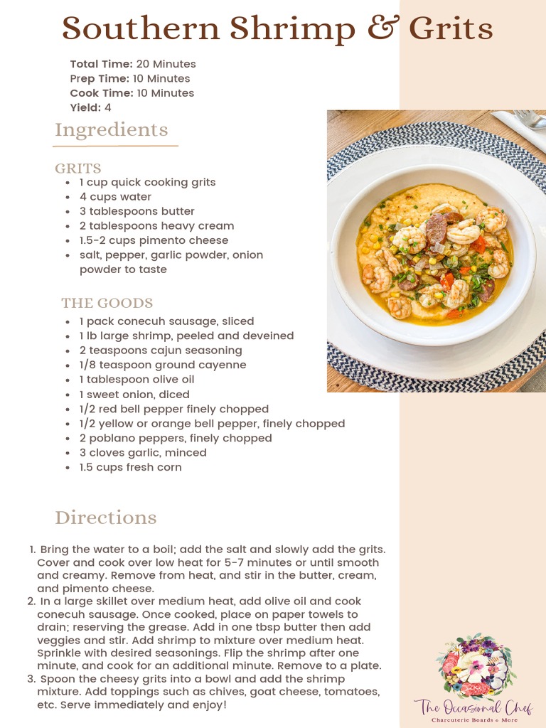 Shrimp and Grits Recipe | PDF