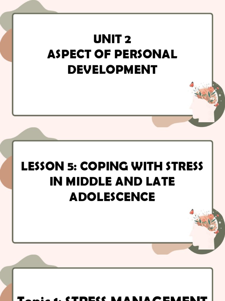 PERDEV LESSON 5 and 6 Coping With Stress in Middle and Late Adolescence ...