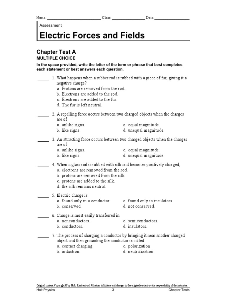 Physics Chapter 16 Test | PDF | Electric Charge | Force Physics Chapter 16 Test | PDF | Electric Charge | Force