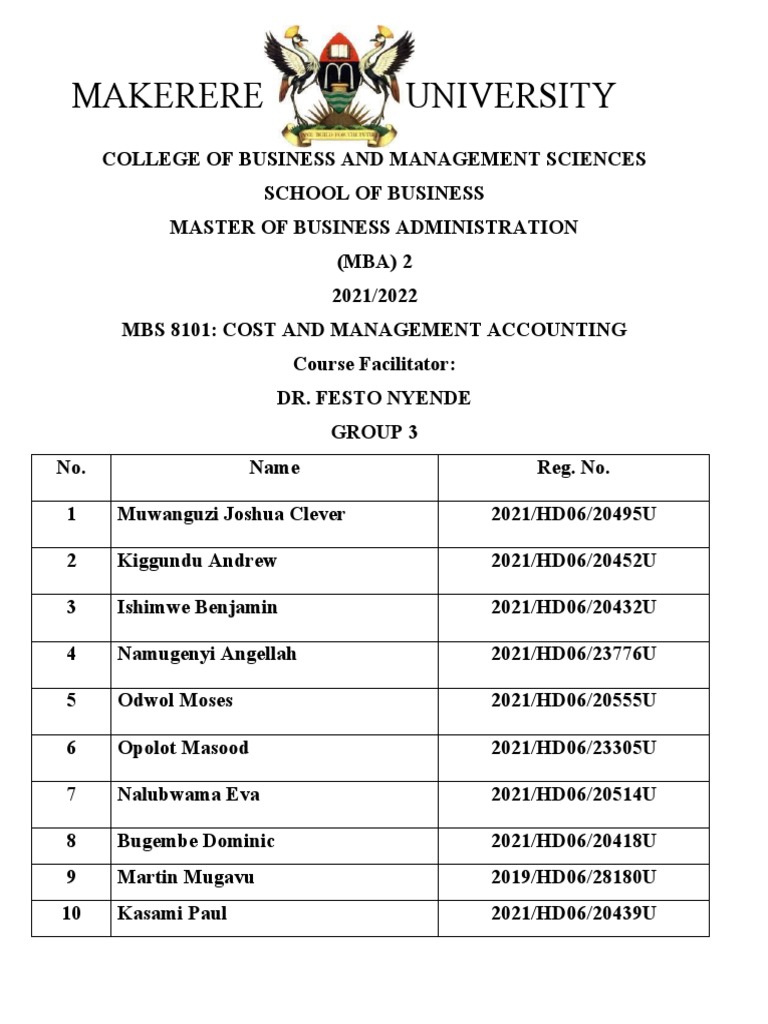 Makerere University | PDF | Cost | Management Accounting