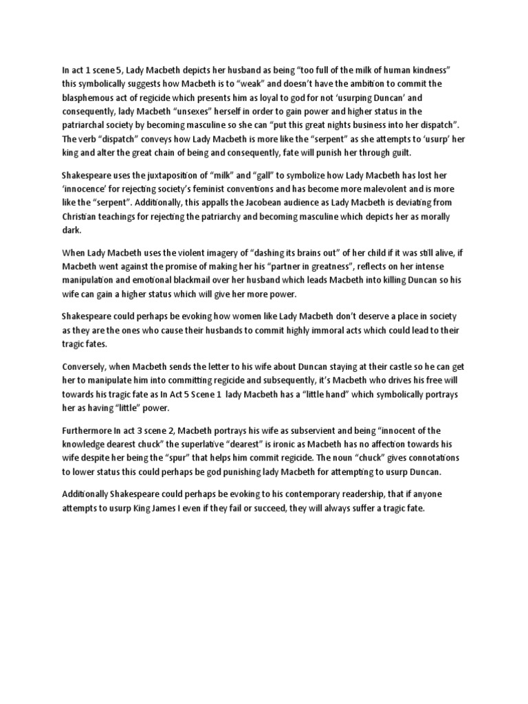 Lady Macbeth's Manipulation and the Downfall of the Macbeths: An ...