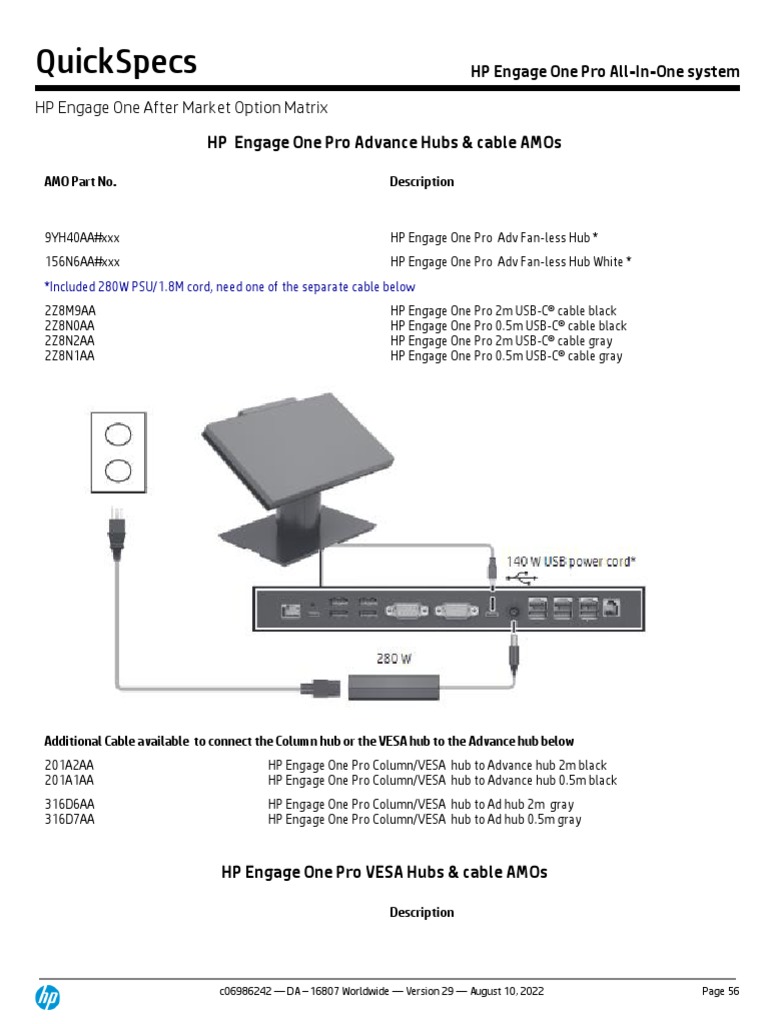 Quickspecs: HP Engage One Pro Advance Hubs & Cable Amos | PDF ...