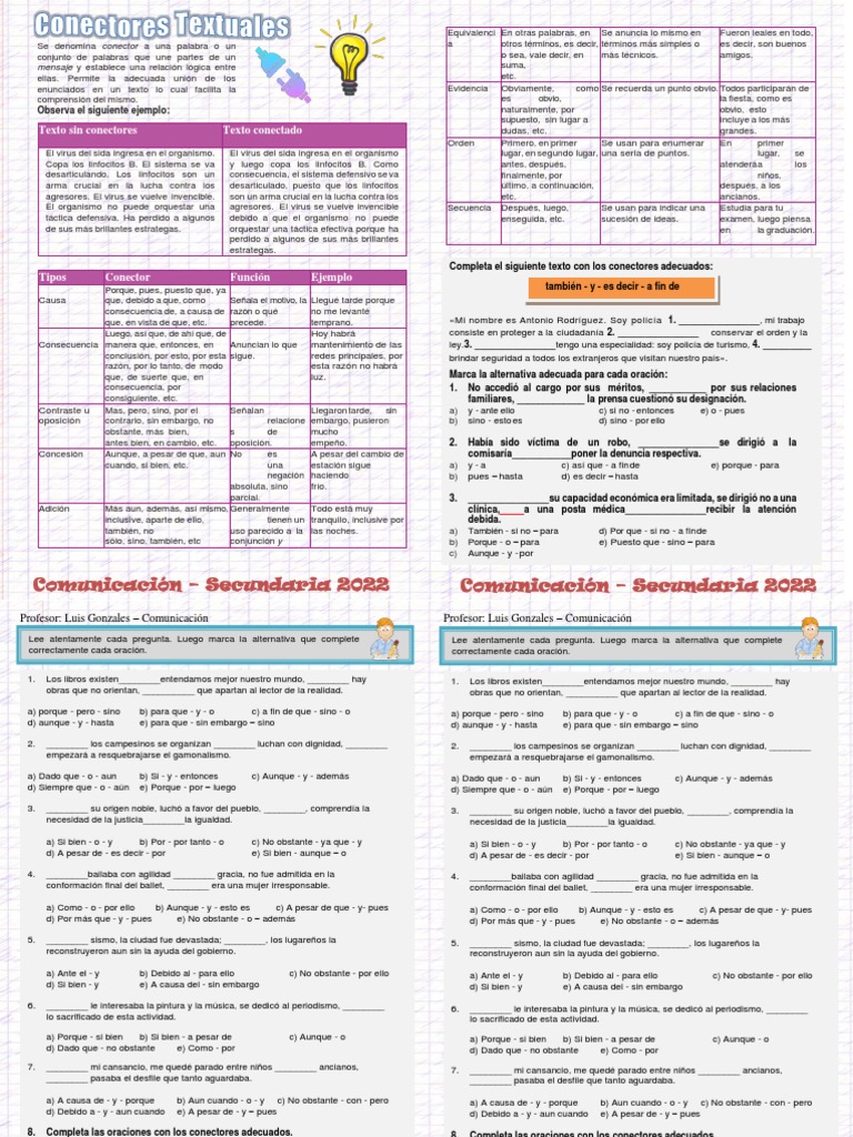 Ejemplos y Actividades de Conectores | PDF