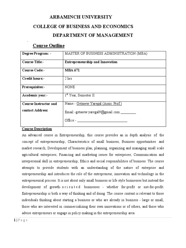 Arbaminch University College of Business and Economics Department of ...