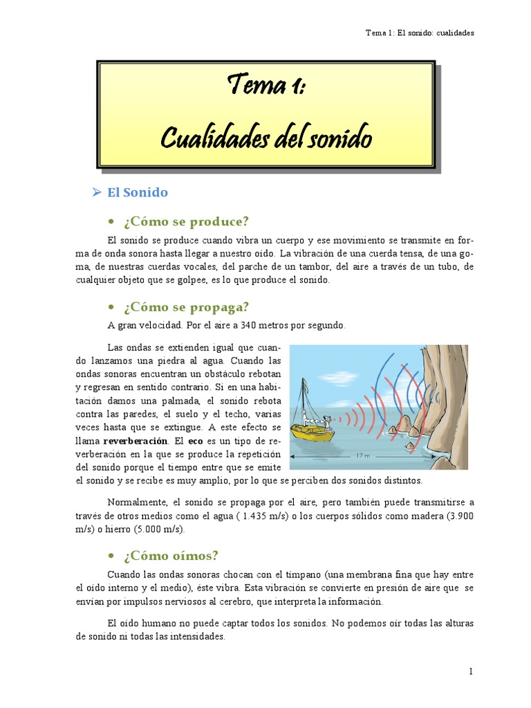 Tema 1 Cualidades Del Sonido | PDF | Sonido | Qualia