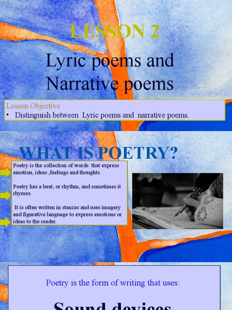 Lesson 2: Lyric Poems and Narrative Poems | PDF | Poetry | Lyric Poetry