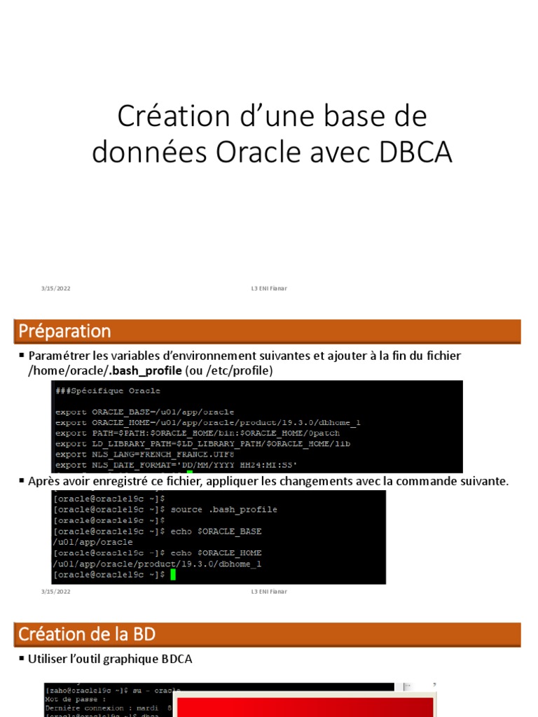 Création d'une base de données Oracle | PDF