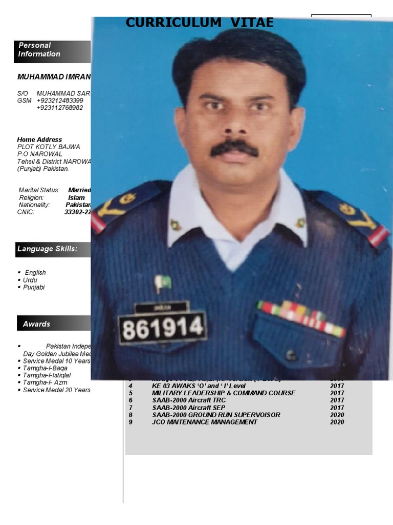 CV Cwo Imran | PDF | Aviation | Aircraft