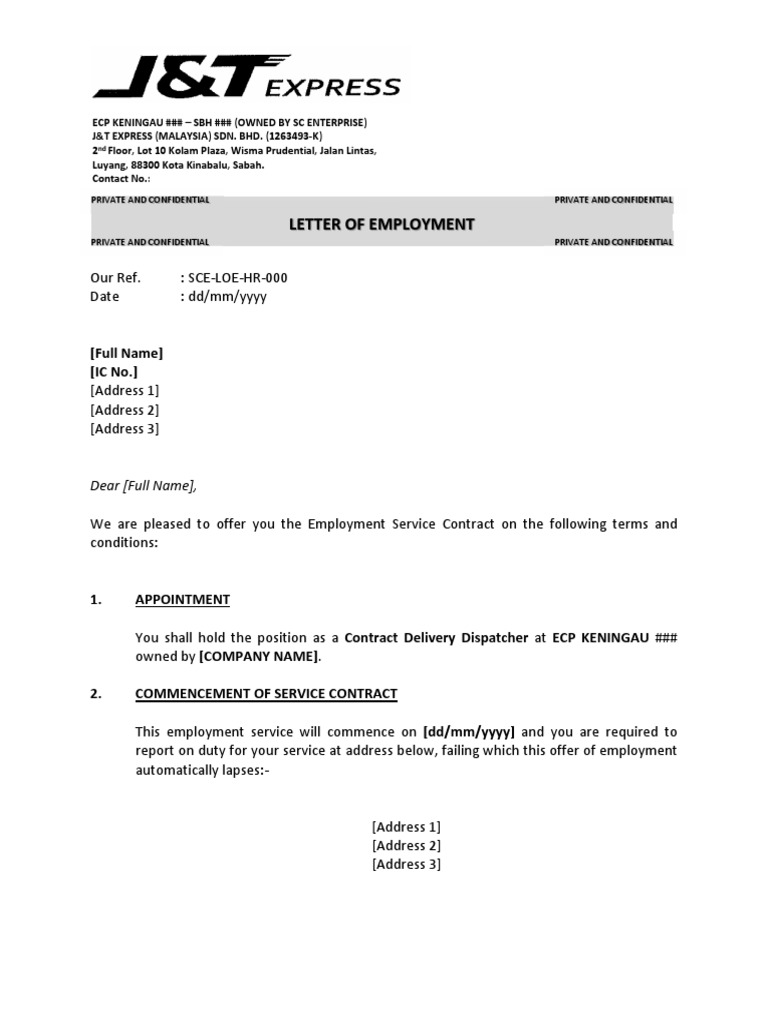 LETTER OF EMPLOYMENT v1 (DRAFT) | PDF | Employment | Justice